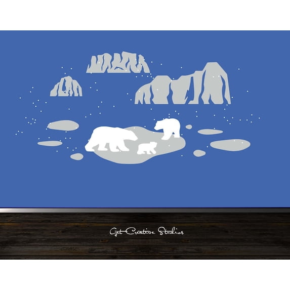 Polar Bear Wall Decal Bear Decal North Pole Wall Decal Iceberg Wall ...