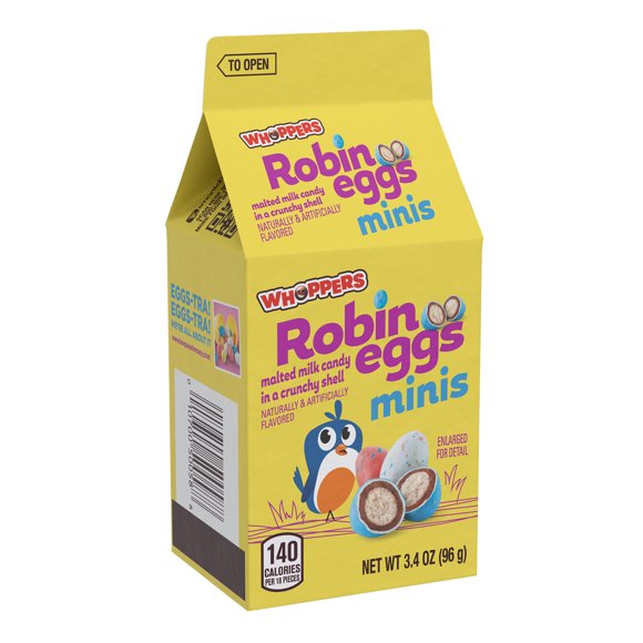 Whoppers Robin Eggs Minis Malted Milk Balls Easter Candy, Carton 3.4 oz
