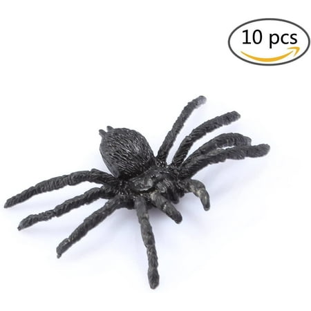 Surrme 10PCS Plastic Spiders Realistic Bugs Scary Creepy Rubber Prank ...
