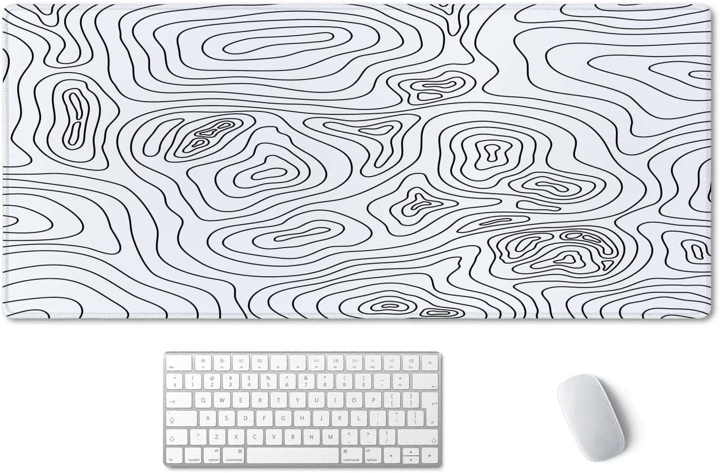 White Topographic Desk Mat Topography Home Office Decor Large Gaming ...