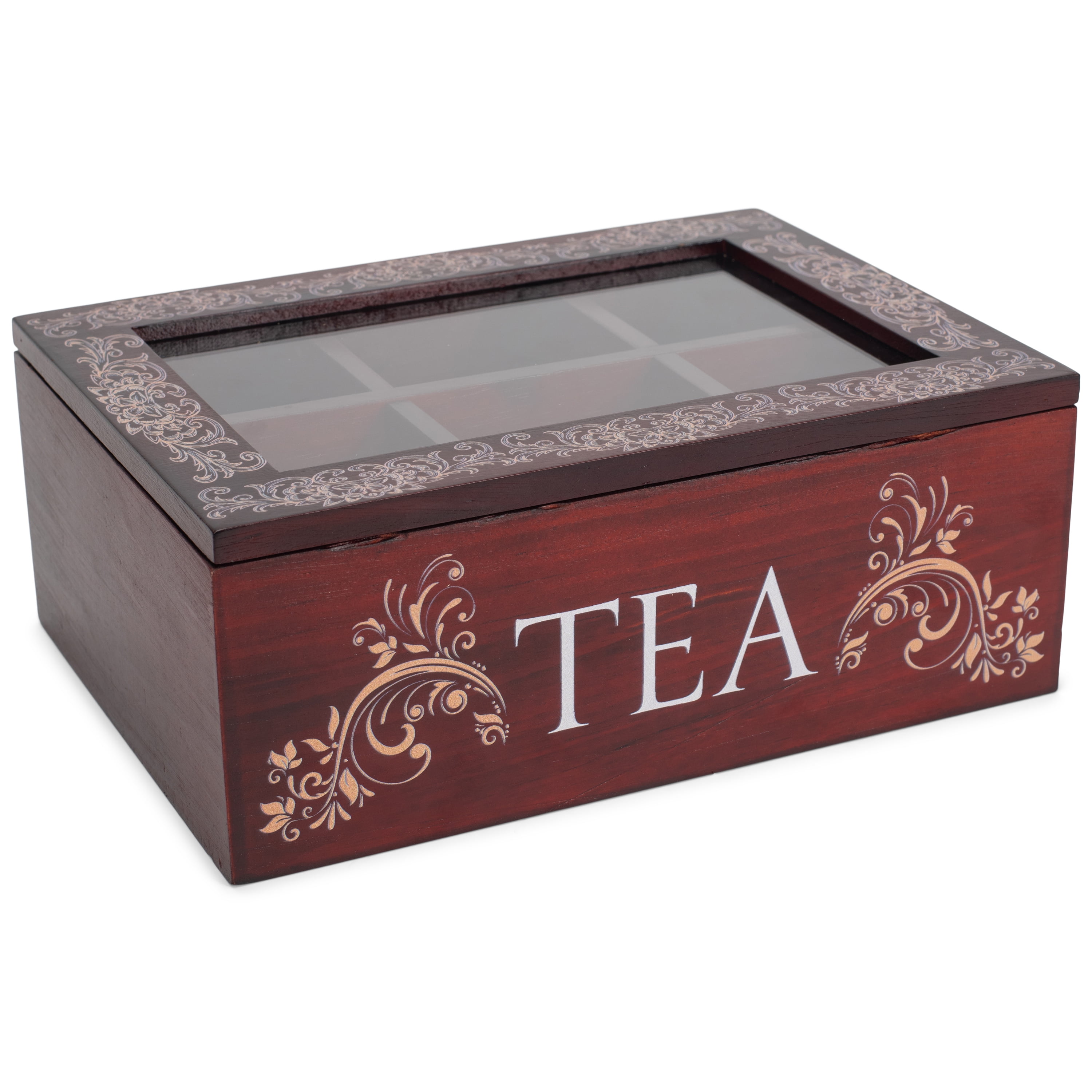 Cottage Garden Tea Cherry Woodgrain 9 x 6.25 Pine Wood Tea Storage ...
