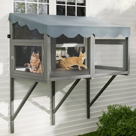 Large Walk-in Outdoor Catio for Cats, Window-Mounted Enclosure with ...
