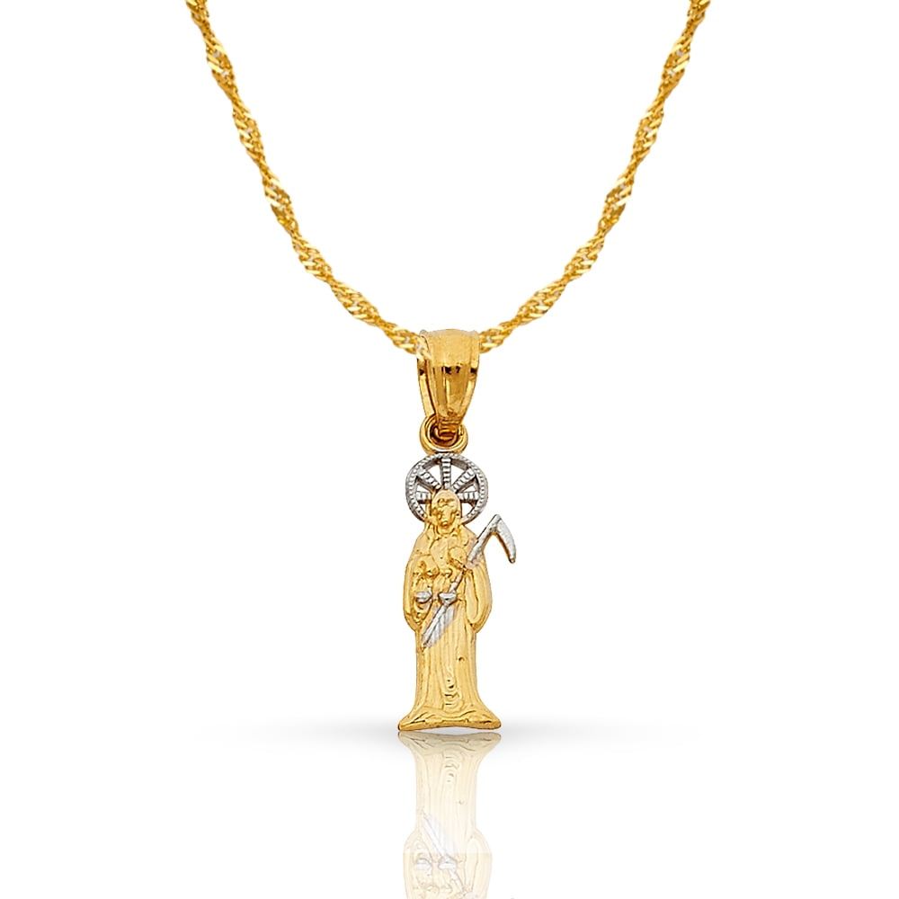 14K Two Tone Gold Devil Pendant with 0.9mm Singapore Chain Chain ...