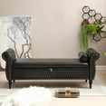 63" PU Upholstered End of Bed Bench Flip Top, Rectangular Sofa Stool ...