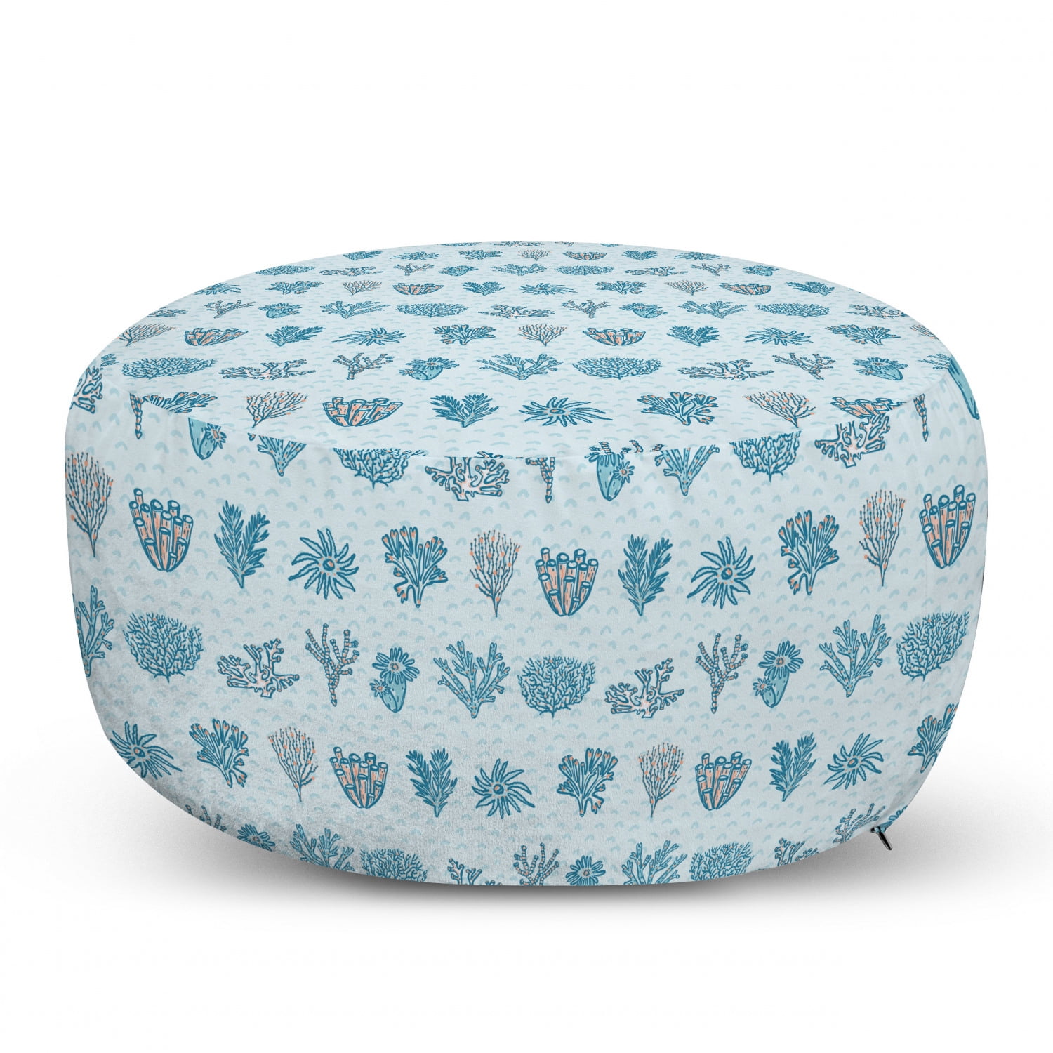 Nautical Pouf Cover with Zipper, Underwater Life Themed Pastel Pattern ...