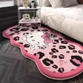 4 Styles Cute Cat Character Bedside Rug, Pink Leopard Print Non-Slip ...