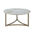 ACME Aziz Contemporary Metal Coffee Table with Stone Top in Champagne ...