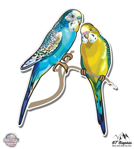 Parakeets - 5" Vinyl Sticker - For Car Laptop I-Pad - Waterproof Decal ...
