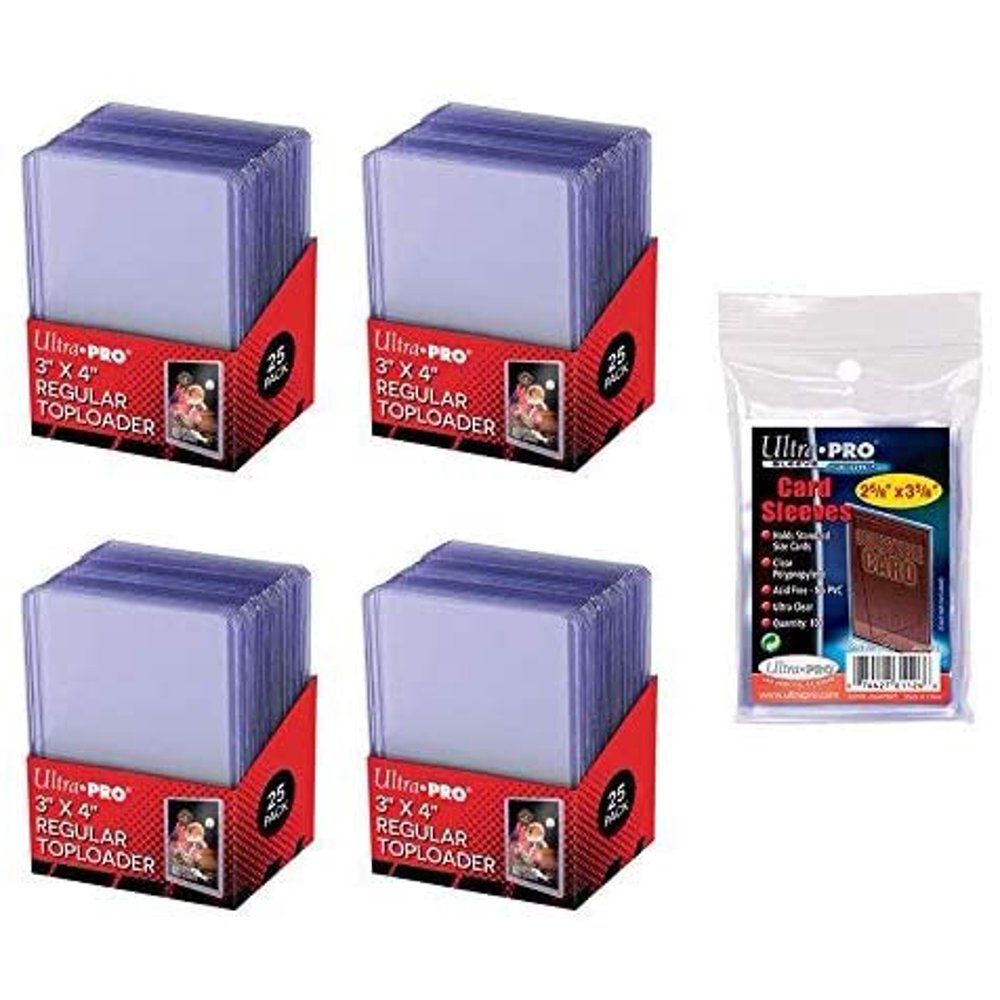 UltraPro 3" x 4" Clear Regular Top Loaders - 100 Total + Ultra Pro ...