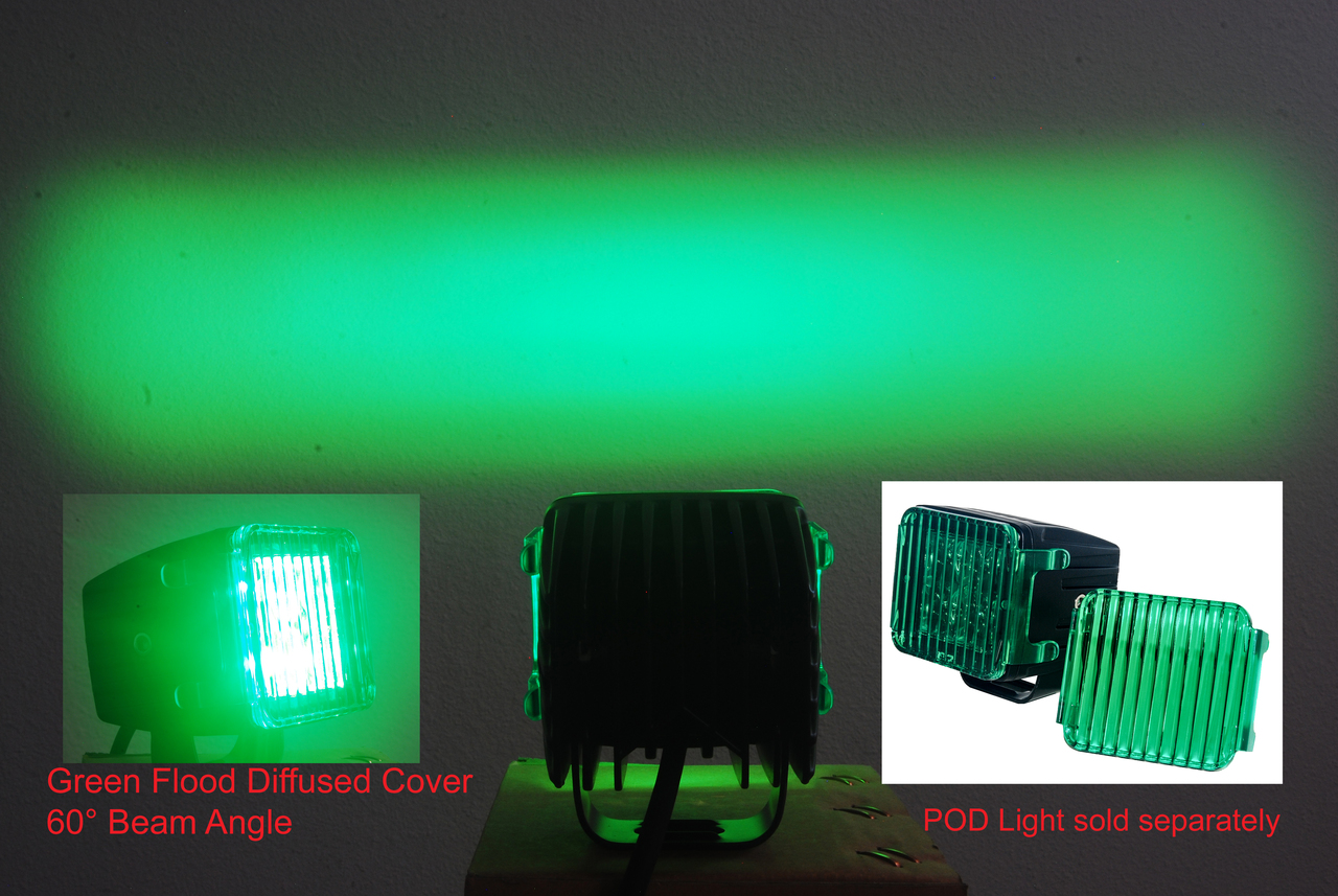 POD Light Cover 3"Green Flood Diffused Lens OZ-USA® for Cube fog lights ...