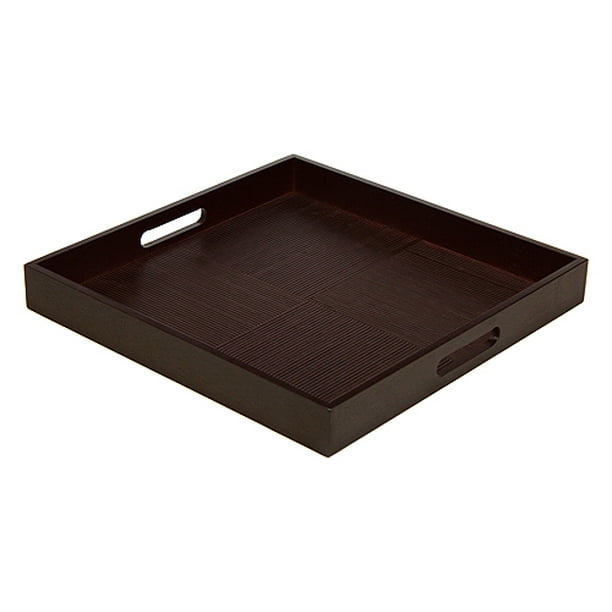 Simply Bamboo Brown Square Ribbed Bamboo Serving Tray - 16" - Walmart.com