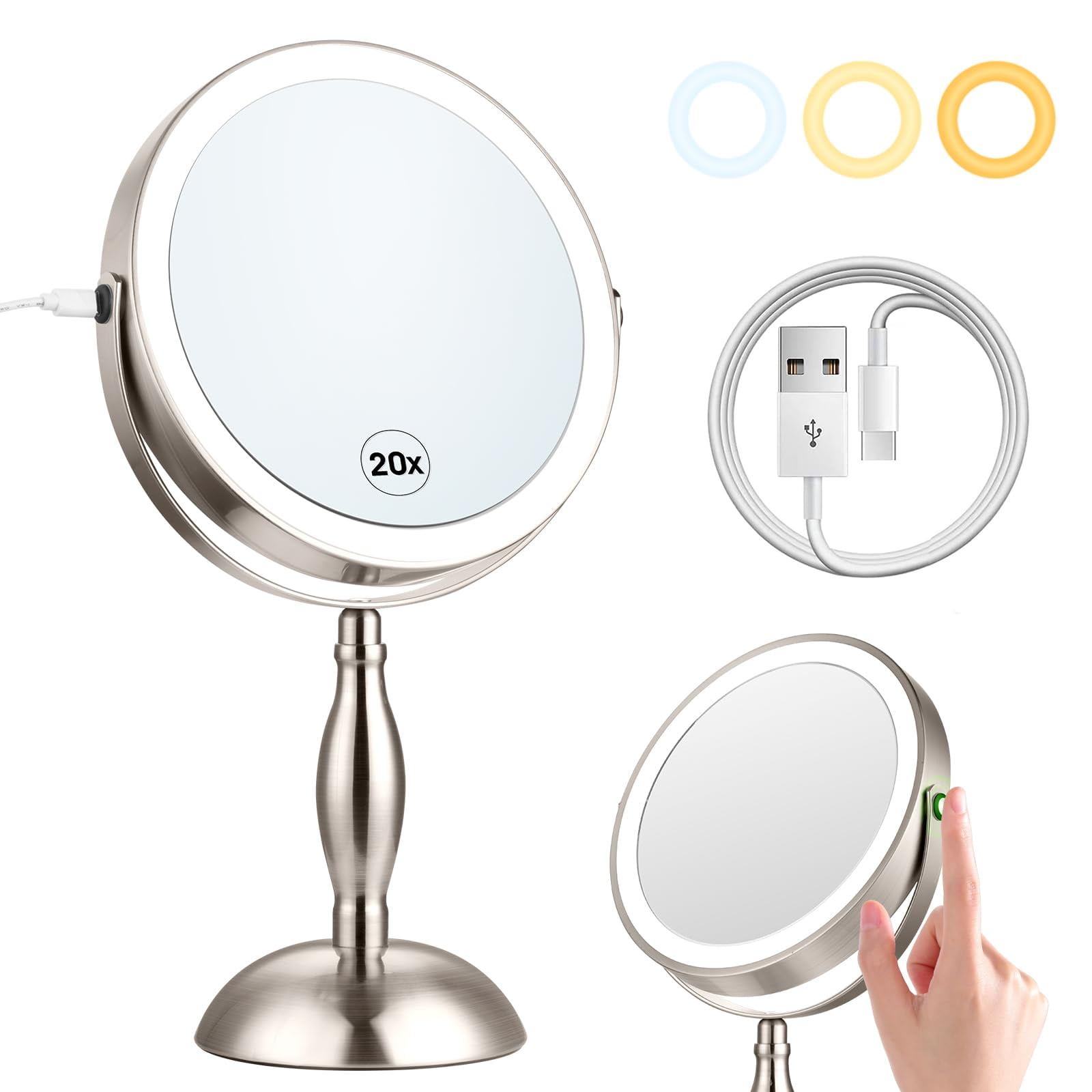 Click here for Daslava 20x Magnifying Mirror With Light  Lighted... prices