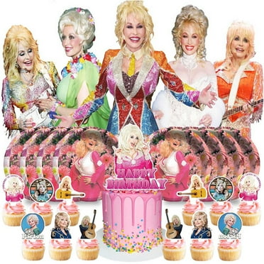 Dolly Parton Birthday Candles and Light-Up Pink Acrylic Cake Topper Set ...