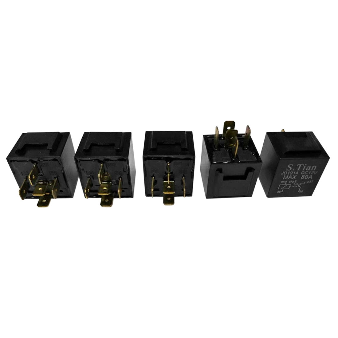 5Pcs DC 24V 80A 5 Terminals Male Power Connector Relay Black for Car ...