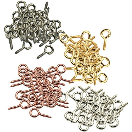 200pcs Small Screw Eyes Pins Eyepins Hanging Hooks Eyelets Threaded ...