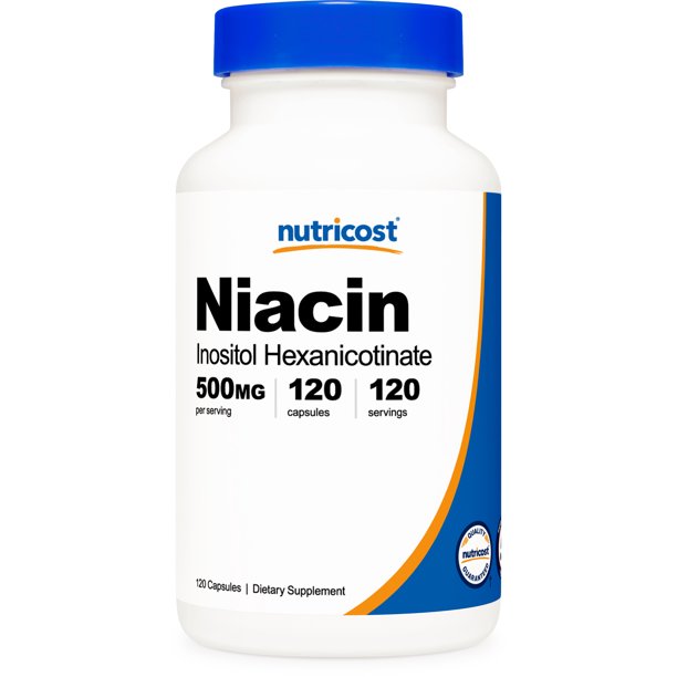 Nutricost Niacin (Flush-Free) Inositol Hexanicotinate 500mg, 120 Capsules, Vitamin B3 Supplement ...