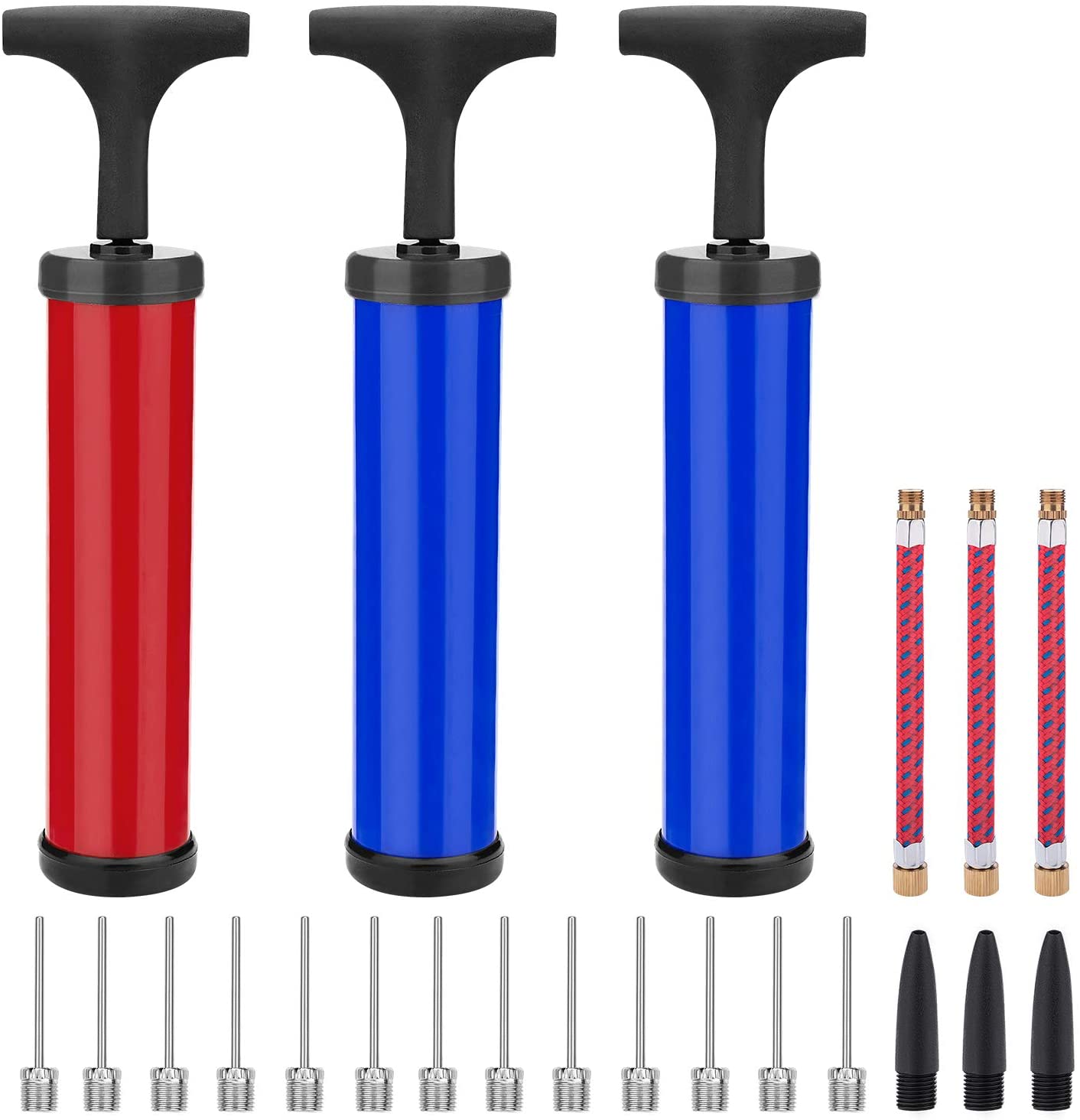 ECCHOU 3 Set Ball Pump, Portable Hand Air Ball Pump Inflator Kit with ...