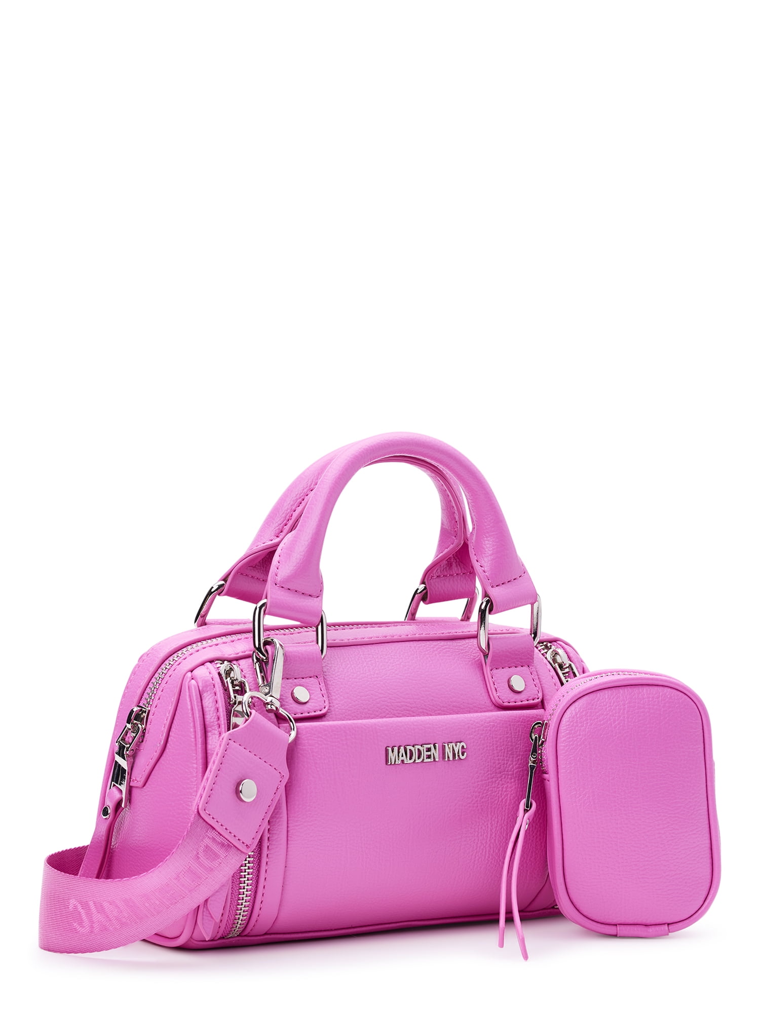 Madden NYC Women's Multi Zipper Barrel Handbag, Pink - Walmart.com