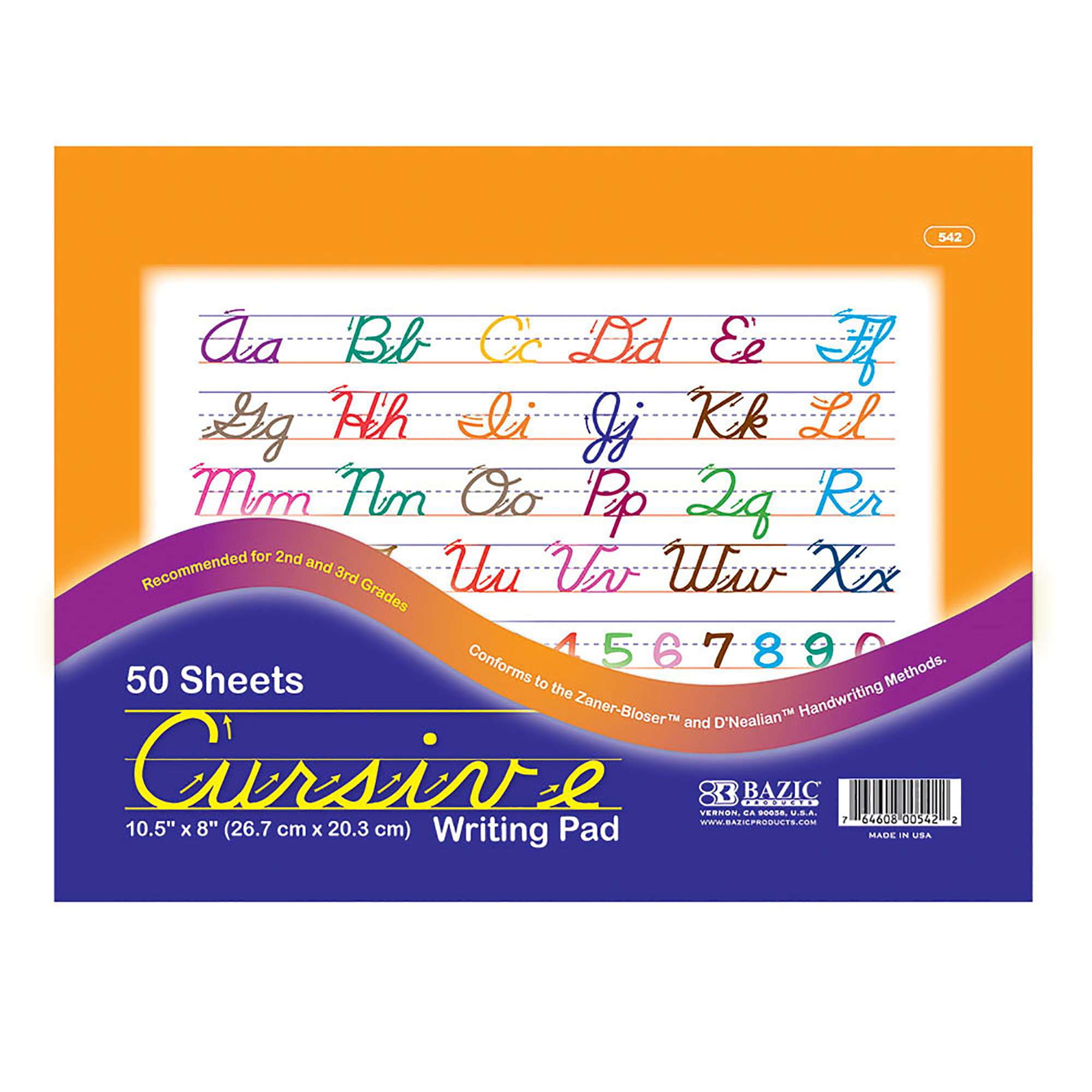 BAZIC Cursive Writing Pad 50 Sheet 10.5"x8" Handwriting Workbook, 1 ...