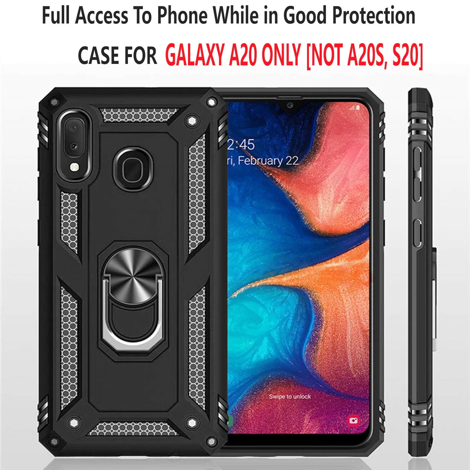 Samsung Galaxy A20 Case, STARSHOP Drop Protection Ring Kickstand Cover ...