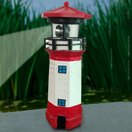 Large Solar Powered Lighthouse Rotating LED Bulb Garden Ornament Patio ...