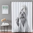 Bathroom Funny Dog Shower Curtain, The Dog Brushing Its Teeth ...