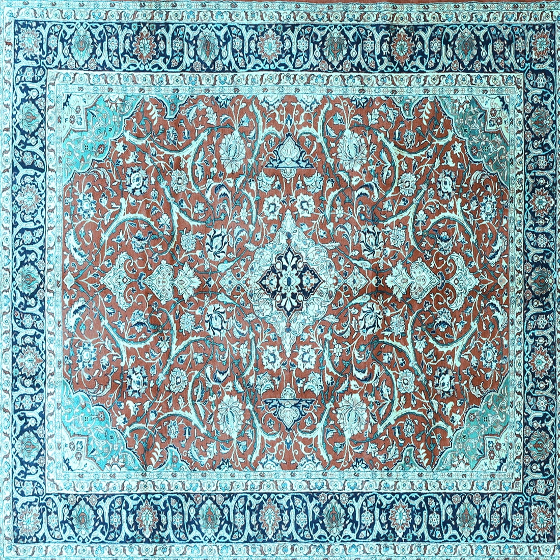 Ahgly Company Indoor Square Medallion Light Blue Traditional Area Rugs ...