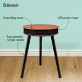 DecorTech Round End Table with Bluetooth Speaker and USB Charging Port ...