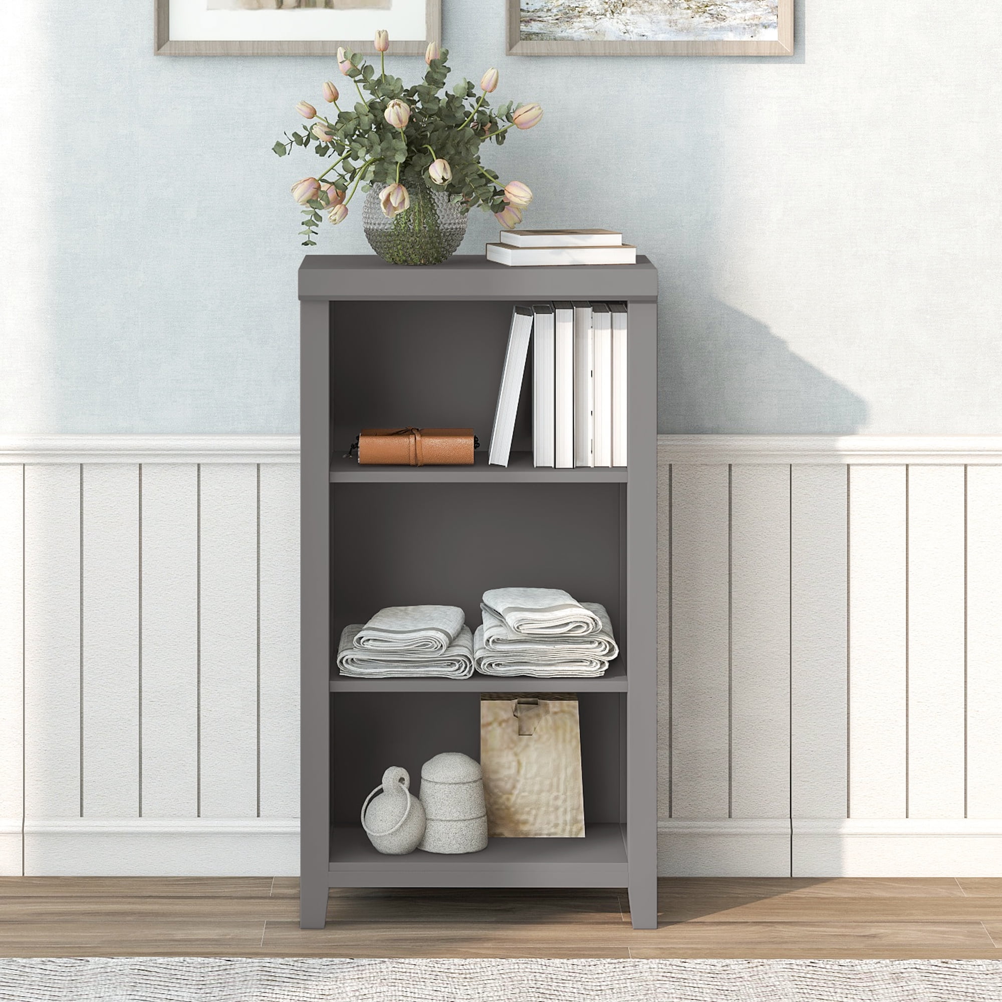 3-Tier Open Shelf Bookcase Storage Cabinet Nightstand for Bedroom ...