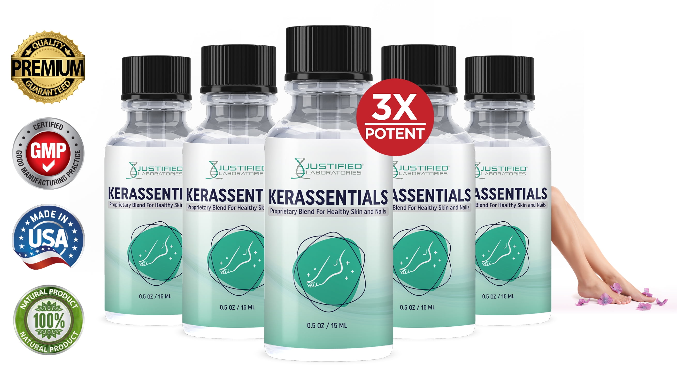 (5 Pack) Kerassentials Toenail Treatment Oil May Support Strong Healthy ...