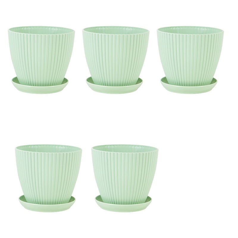 Plastic Planter Pots for Plants, 5 Pack 6 Inch Flower Pots with ...