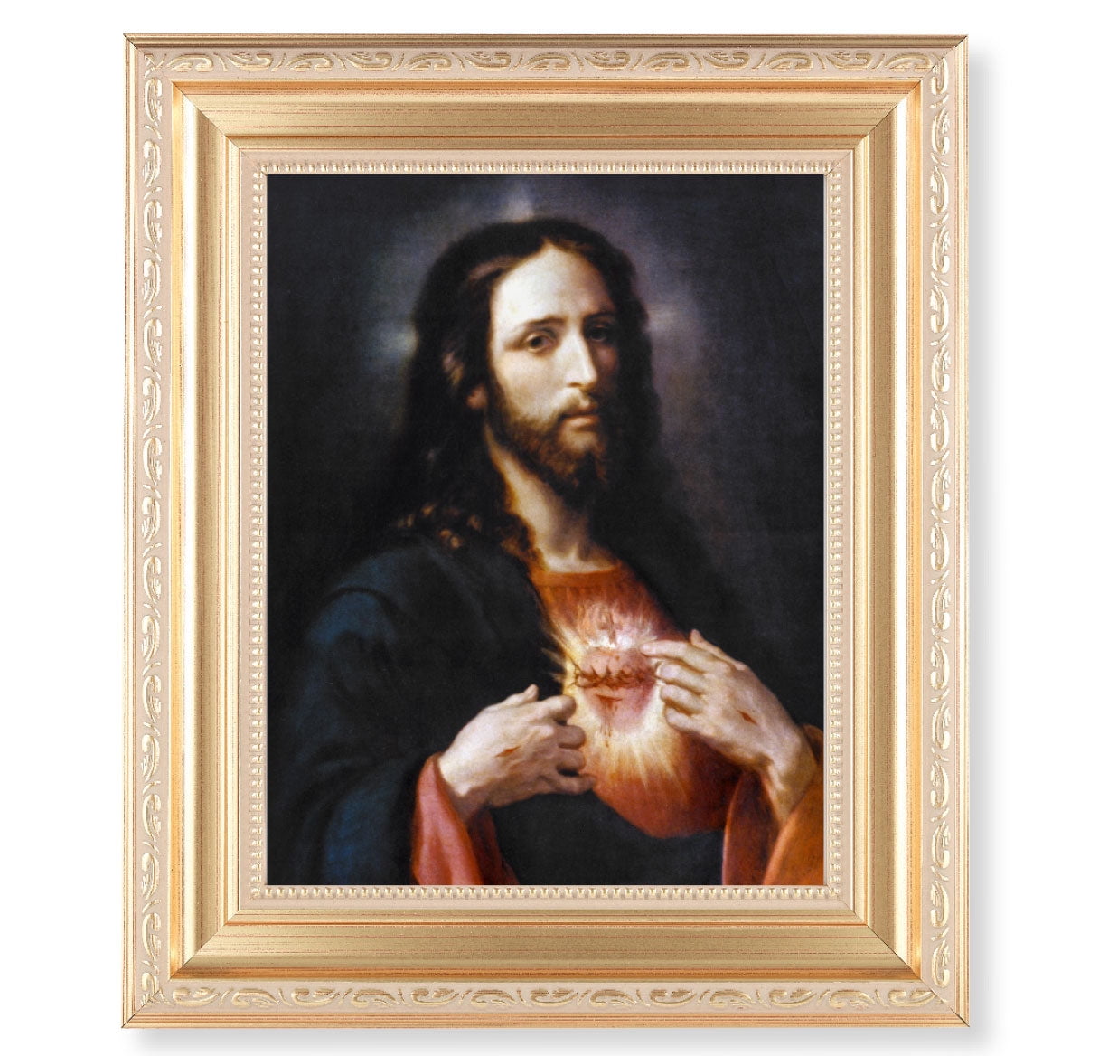 Sacred Heart of Jesus Picture Framed Wall Art Decor Large, Satin Gold ...