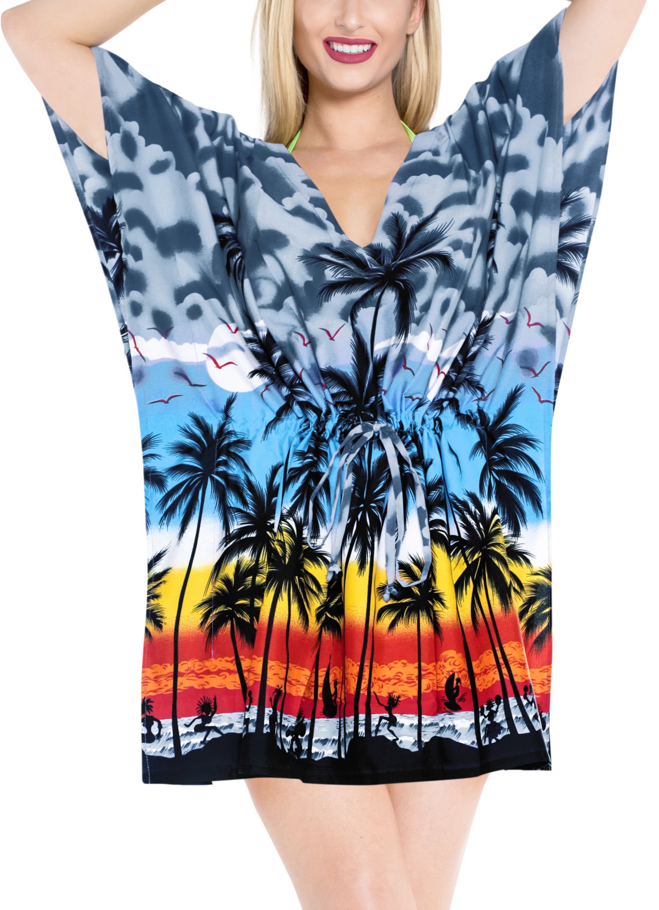 HAPPY BAY Women's Short Beach Wear Swimsuit Cover Ups 3X-4X Grey-C50 ...
