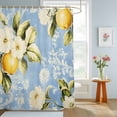 Bathroom Shower Curtain Vintage Lemon Flower Green Leaves Waterproof ...