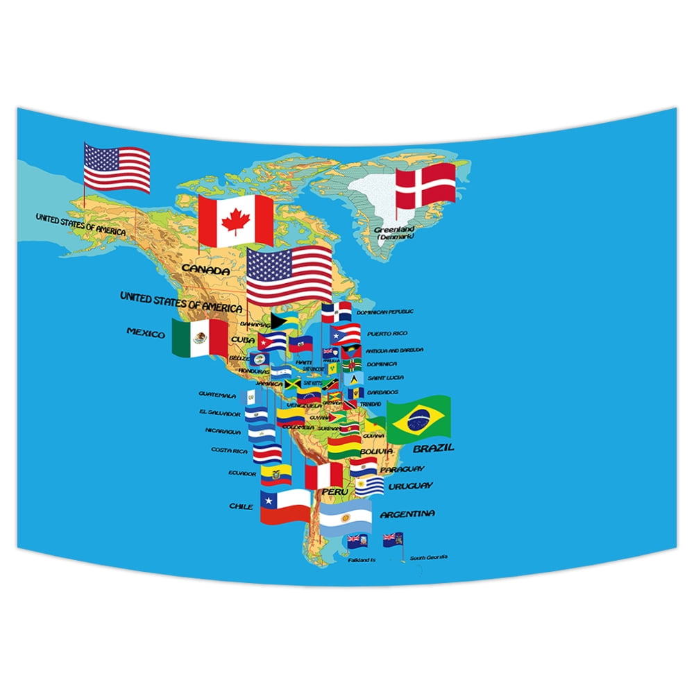 YKCG Home Decor North and South America Map with flags and Countries ...
