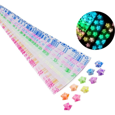 210 Sheets Luminous Origami Star Paper Strips Heart-Pattern Paper Lucky ...