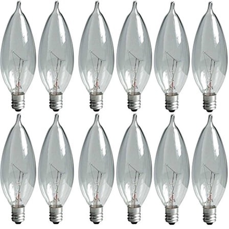 GE Lighting 40W Clear Chandelier Base Bent Tip Candelabra Light Bulb, 4 ...