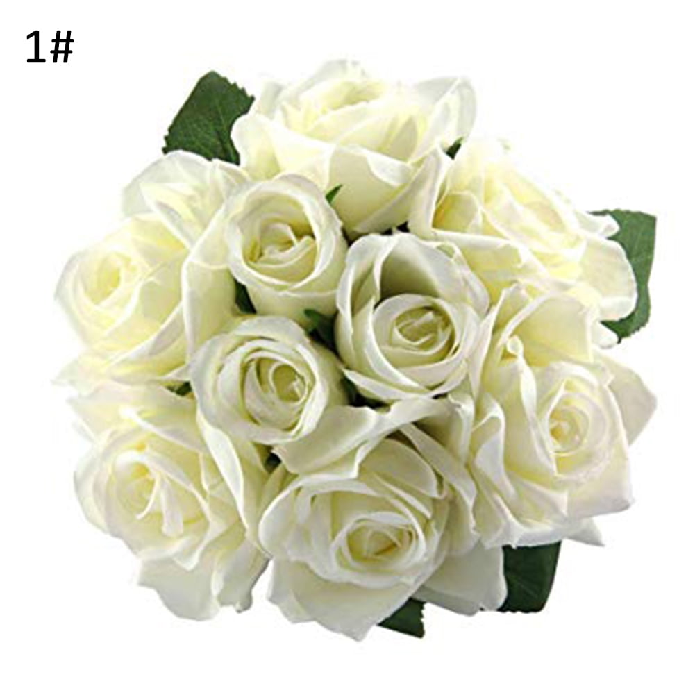 Artificial Rose Flower Red Silk Roses with Stem Flowers Bouquet Wedding ...