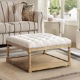 Huimo Large Square Upholstered Ottoman Coffee Table Linen Footstool