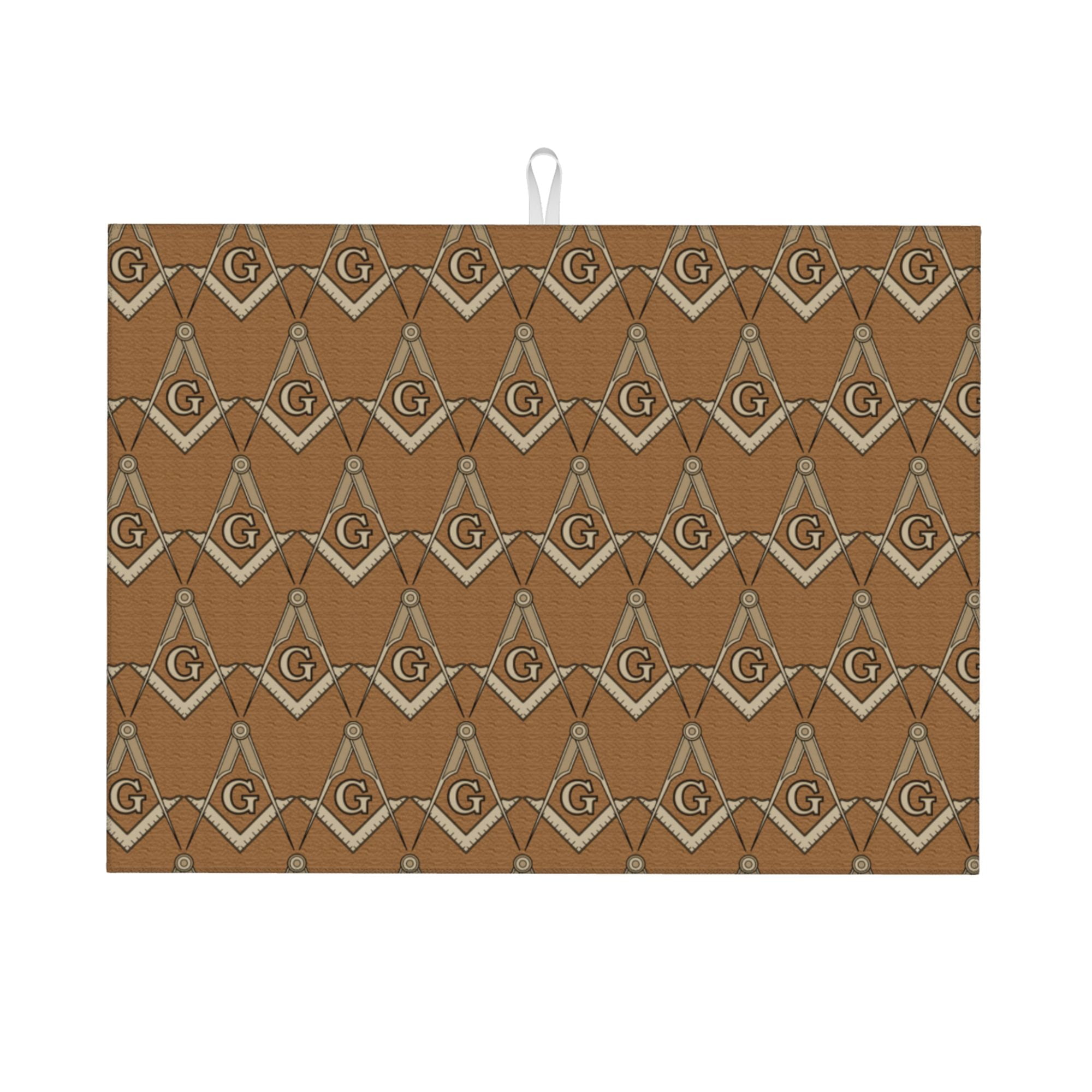 XMXY Dish Drying Mat for Kitchen Counter, Brown Mason Masonic Symbol ...
