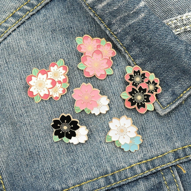 Cartoon Enamel Pin Alloy Badge Lapel Pins Aesthetic Cherry Blossom Leaf ...