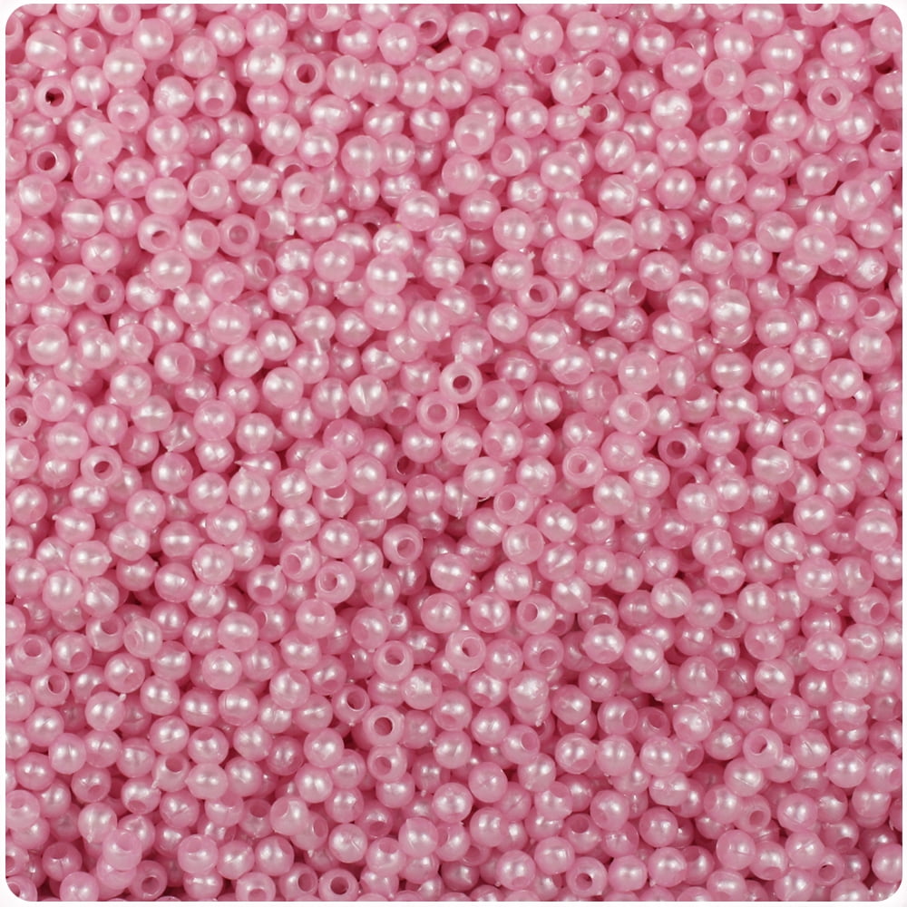 BeadTin Light Pink Pearl 3mm Round Plastic Beads (1oz) - Walmart.com