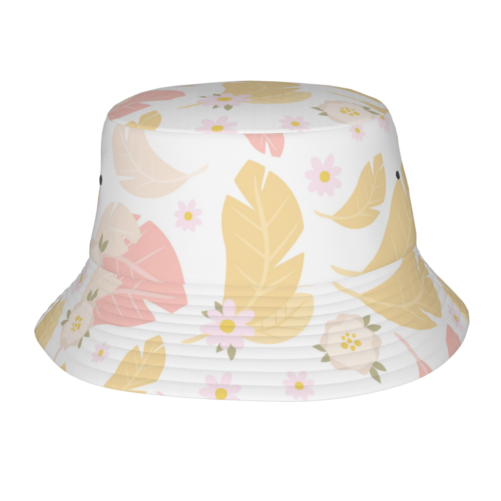 ZICANCN Pink Spring Flowers Leaves Bucket Hat, Unisex Print Double-Side ...