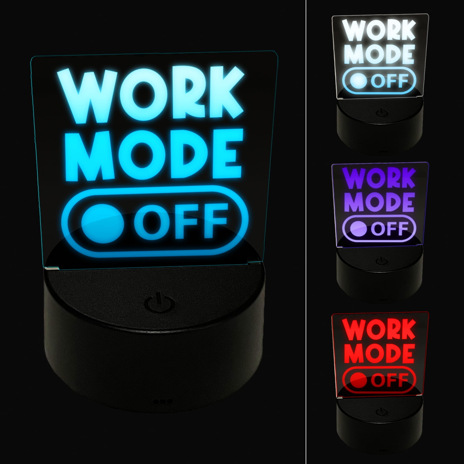 Work Mode Off Switch LED Night Light Sign 3D Illusion Desk Nightstand ...
