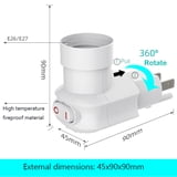 TWDRTDD Plug in Light Socket Adapter, 360° Rotation, E26 E27, ABS ...