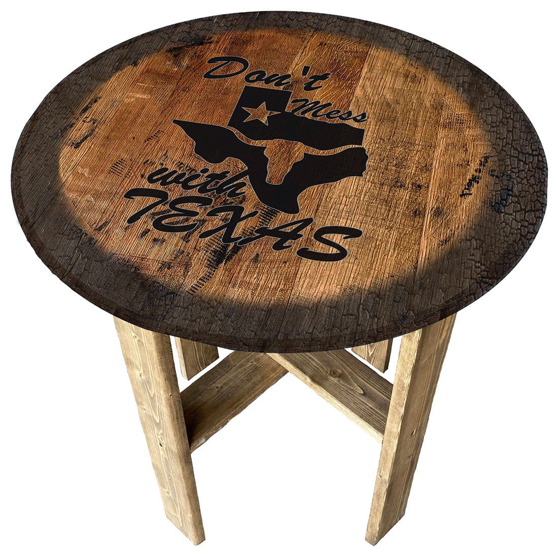 Great State of Texas Texas Wood Gift Farmhouse Rustic Round Whiskey ...