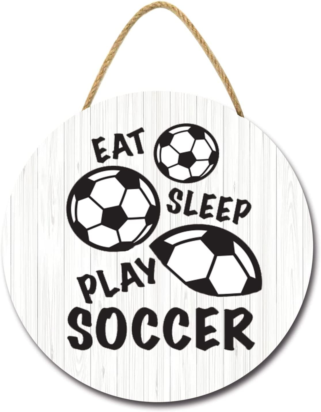 Eveokoki 12" Eat Sleep Play Soccer Signs for Bar Pub Club Living Room ...