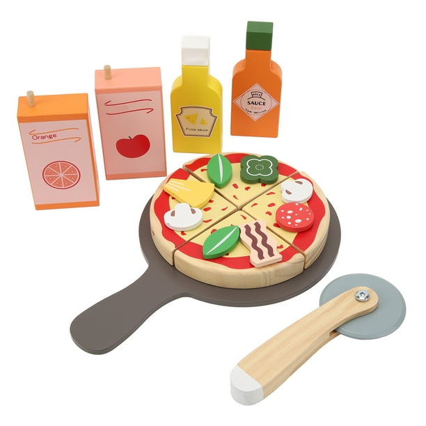 Pizza Party Toy Play Set for Kids, Pretend Play Food for Kids Wooden ...