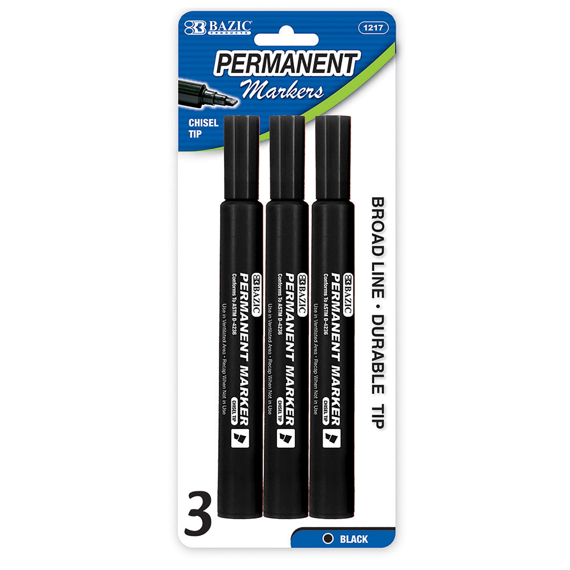 BAZIC Permanent Marker Chisel Tip, Jumbo Wide Black Color Markers ...