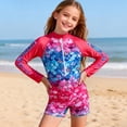 Bobifish Little Girls One Piece Rash Guard Swimsuit Stand Collar Half ...